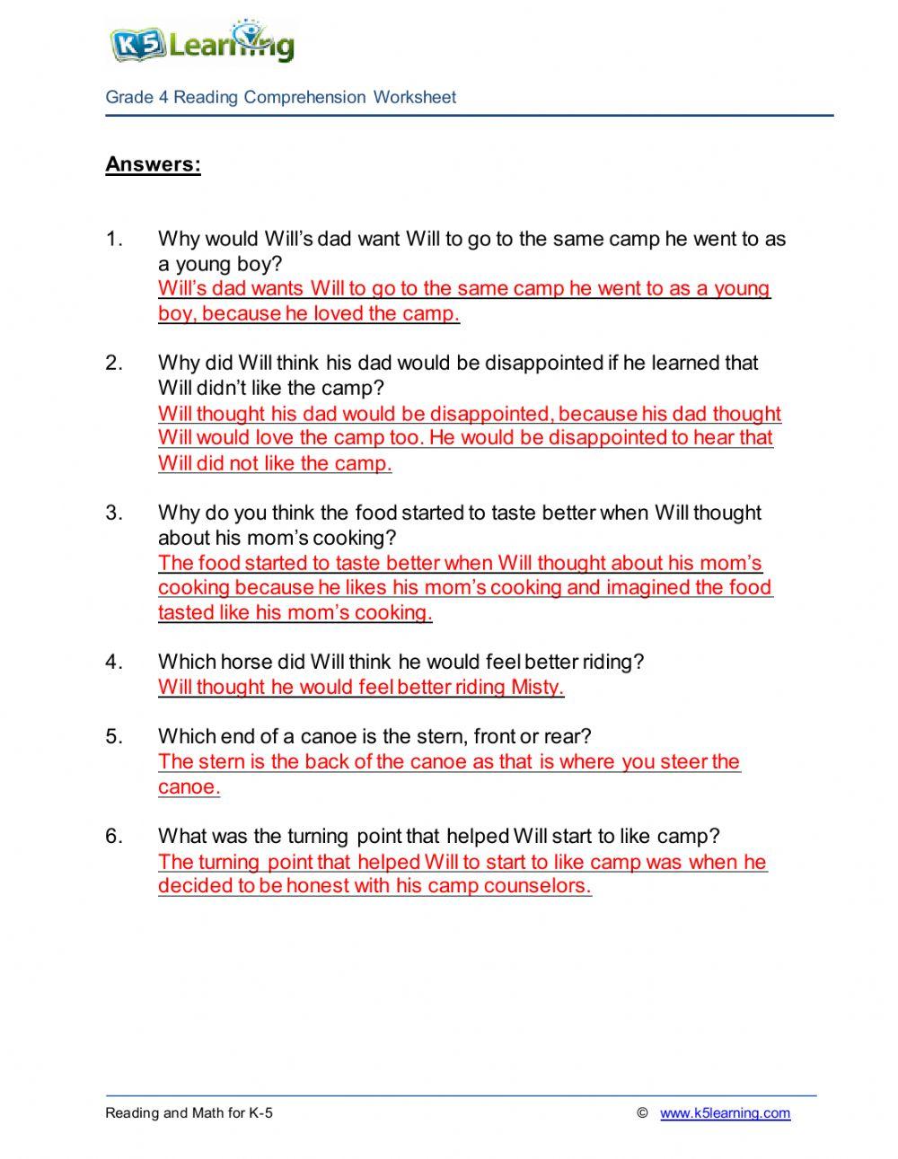 6036304 | Grade 5 Reading Comprehension ! | Stephanie