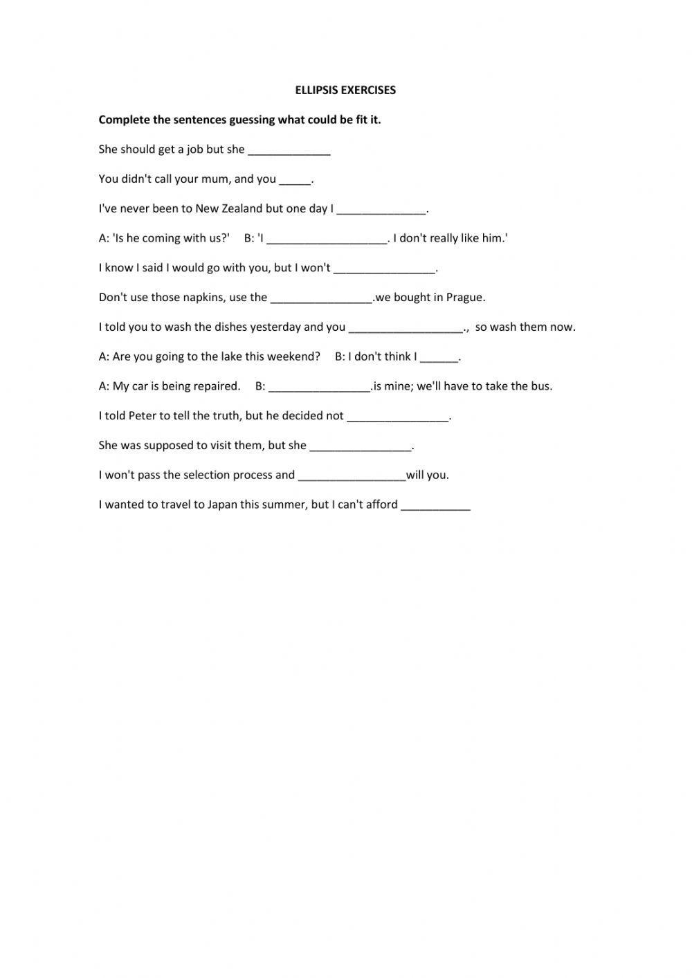 Ellipsis exerci… | Free Interactive Worksheets | 368231