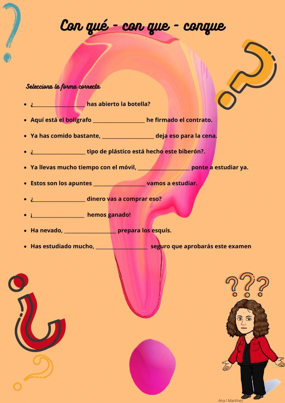 Con qué - con que - conque worksheet | Live Worksheets