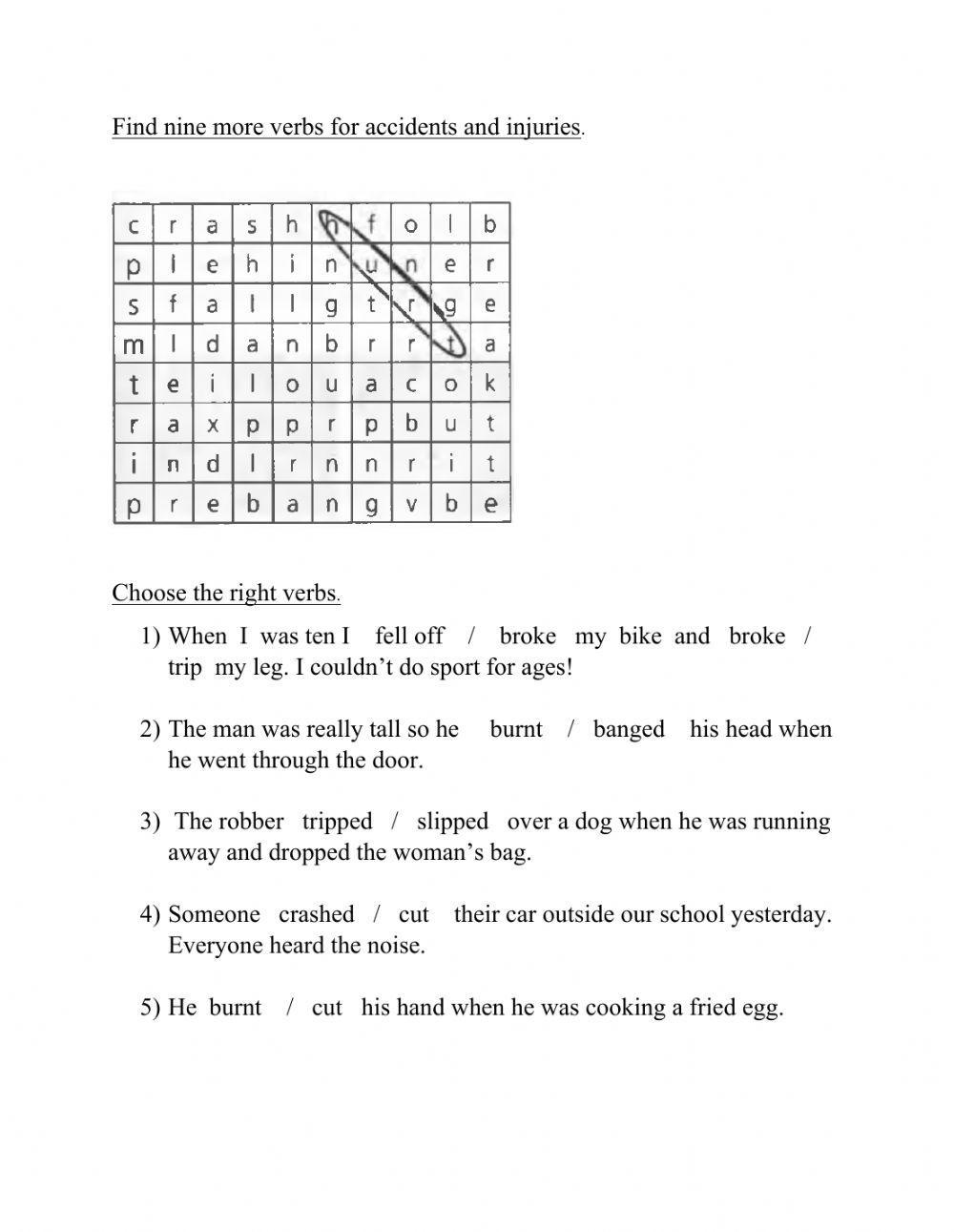 Accidents and i… | Free Interactive Worksheets | 368344
