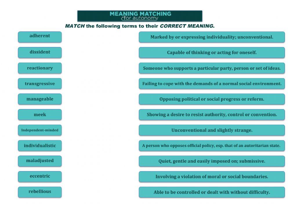 Meaning Matching Prejudice and Discrimination online exercise for ...