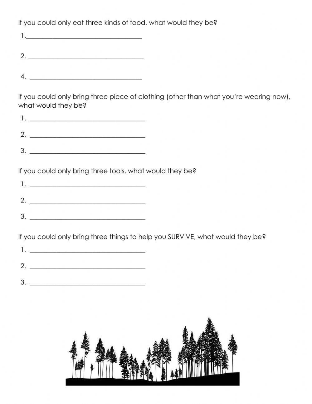 If You Were Stranded worksheet | Live Worksheets