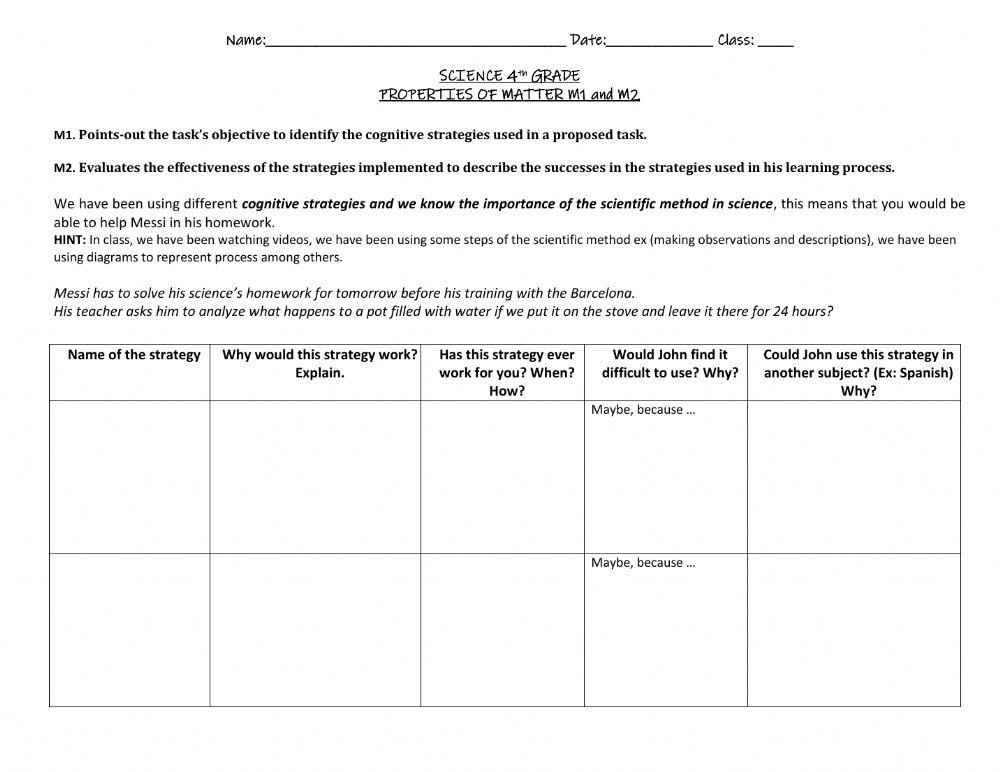 Science M1 and M2 40- worksheet | Live Worksheets