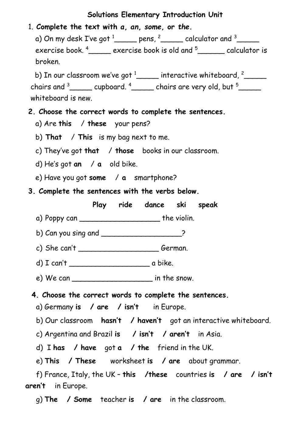 Solutions Eleme… | Free Interactive Worksheets | 369386