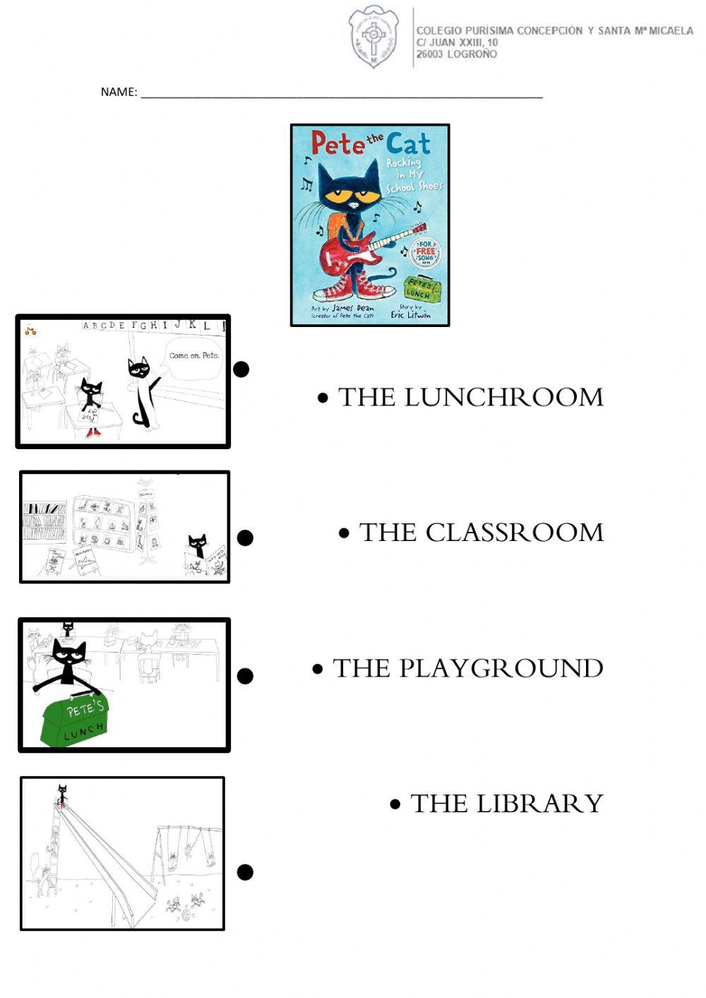 Pete the cat - school worksheet | Live Worksheets