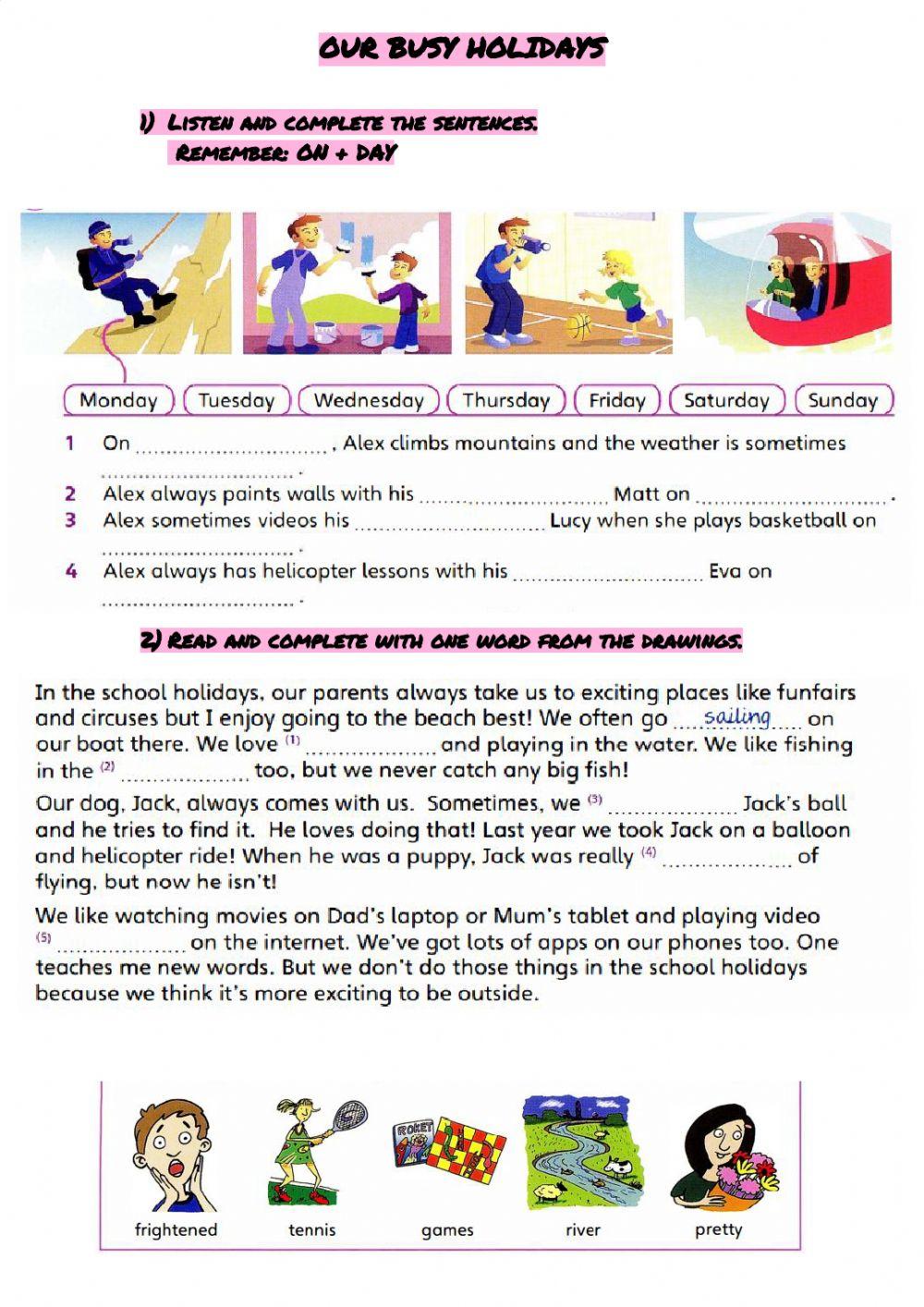 370228 | Our busy holiday | BrendaSTJ | LiveWorksheets