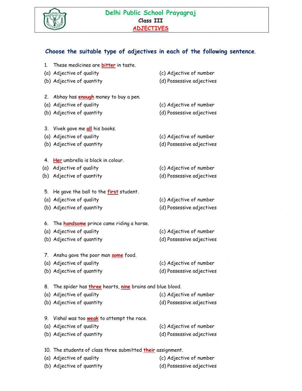 Types Of Adjectives Activity Live Worksheets types-of-adjectives-activity-live-worksheets