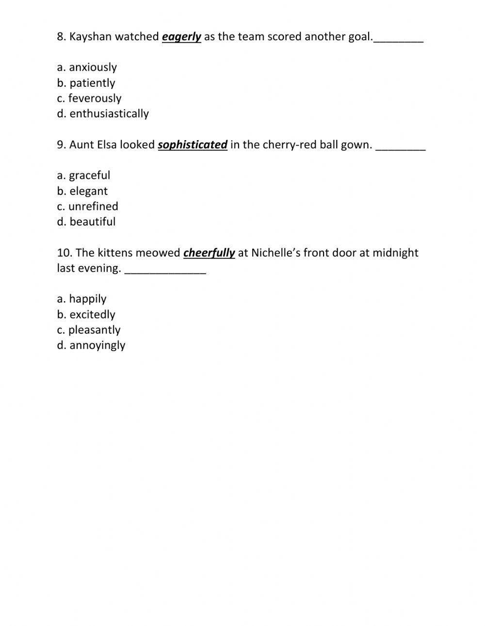 6043606 | 7th Grade Synonyms - Antonyms | keva knowles