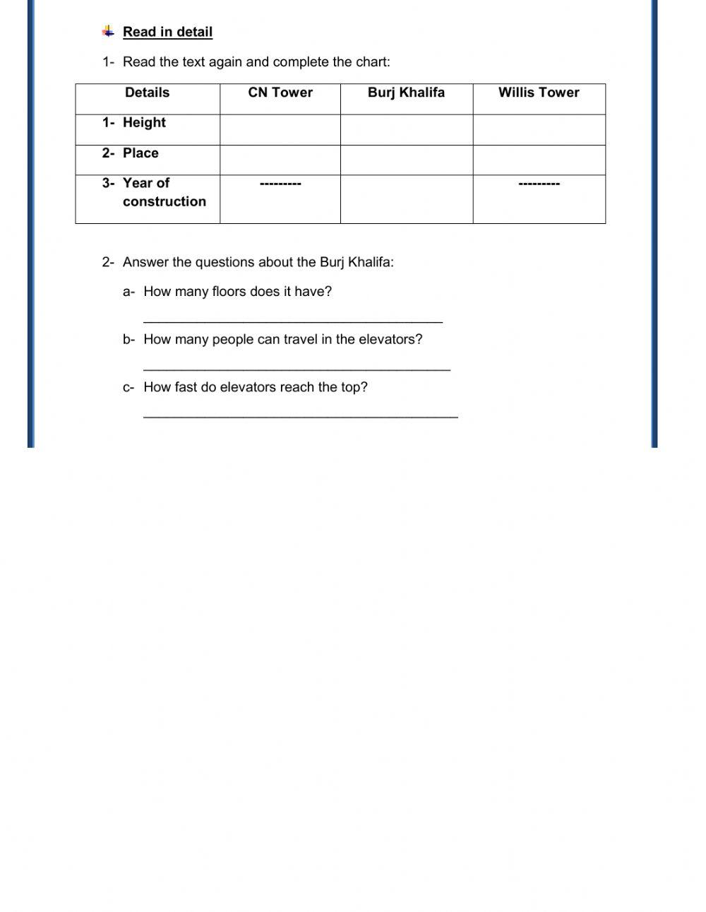Tall structures… | Free Interactive Worksheets | 402264