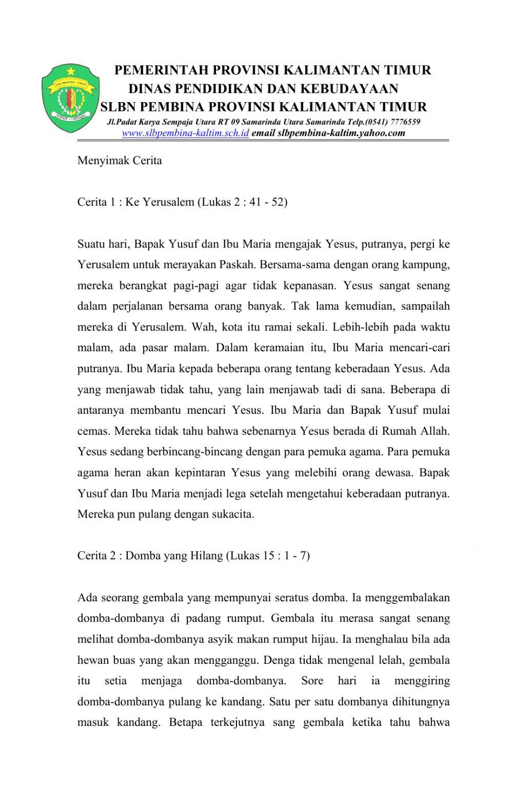 Agama Kristen Protestan worksheet | Live Worksheets