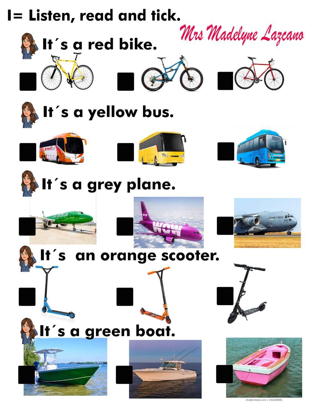 Vehicles listen… | Free Interactive Worksheets | 347048