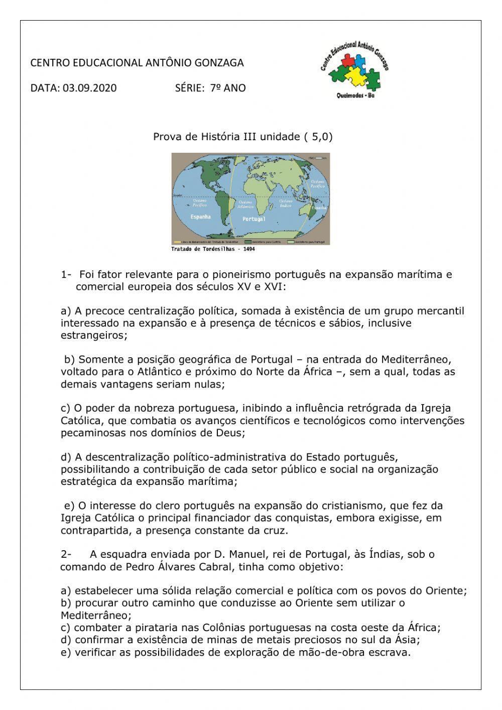 Expanção marítima worksheet | Live Worksheets