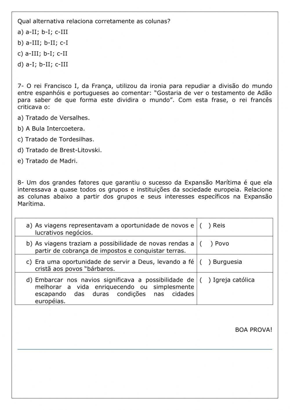 Expanção marítima worksheet | Live Worksheets