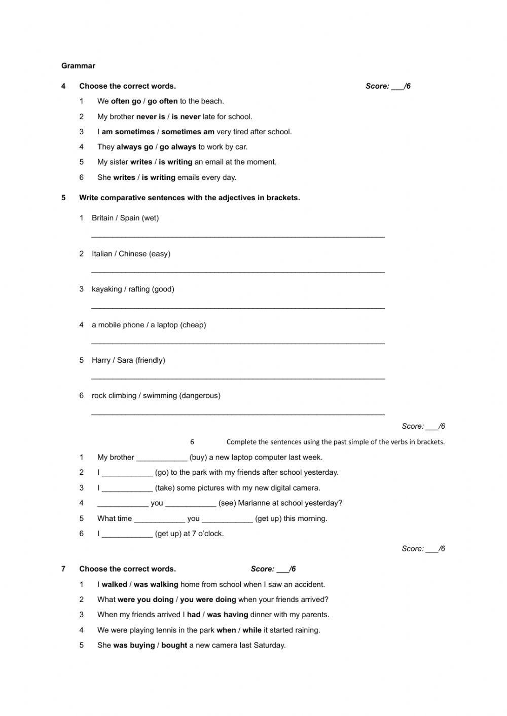 initial test 3rd CSE worksheet | Live Worksheets