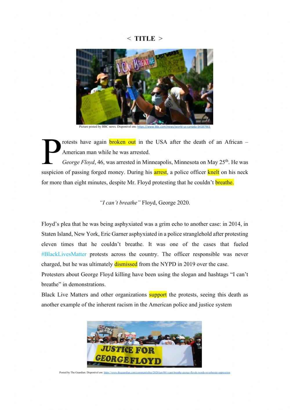 Reading Comprehension online exercise for High School | Live Worksheets