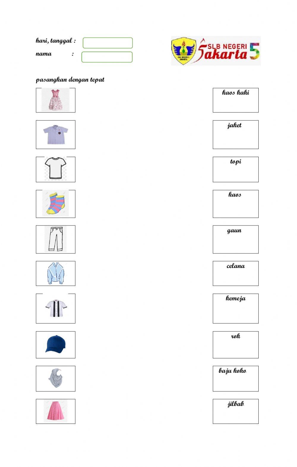 Memasangkan gambar interactive worksheet | Live Worksheets