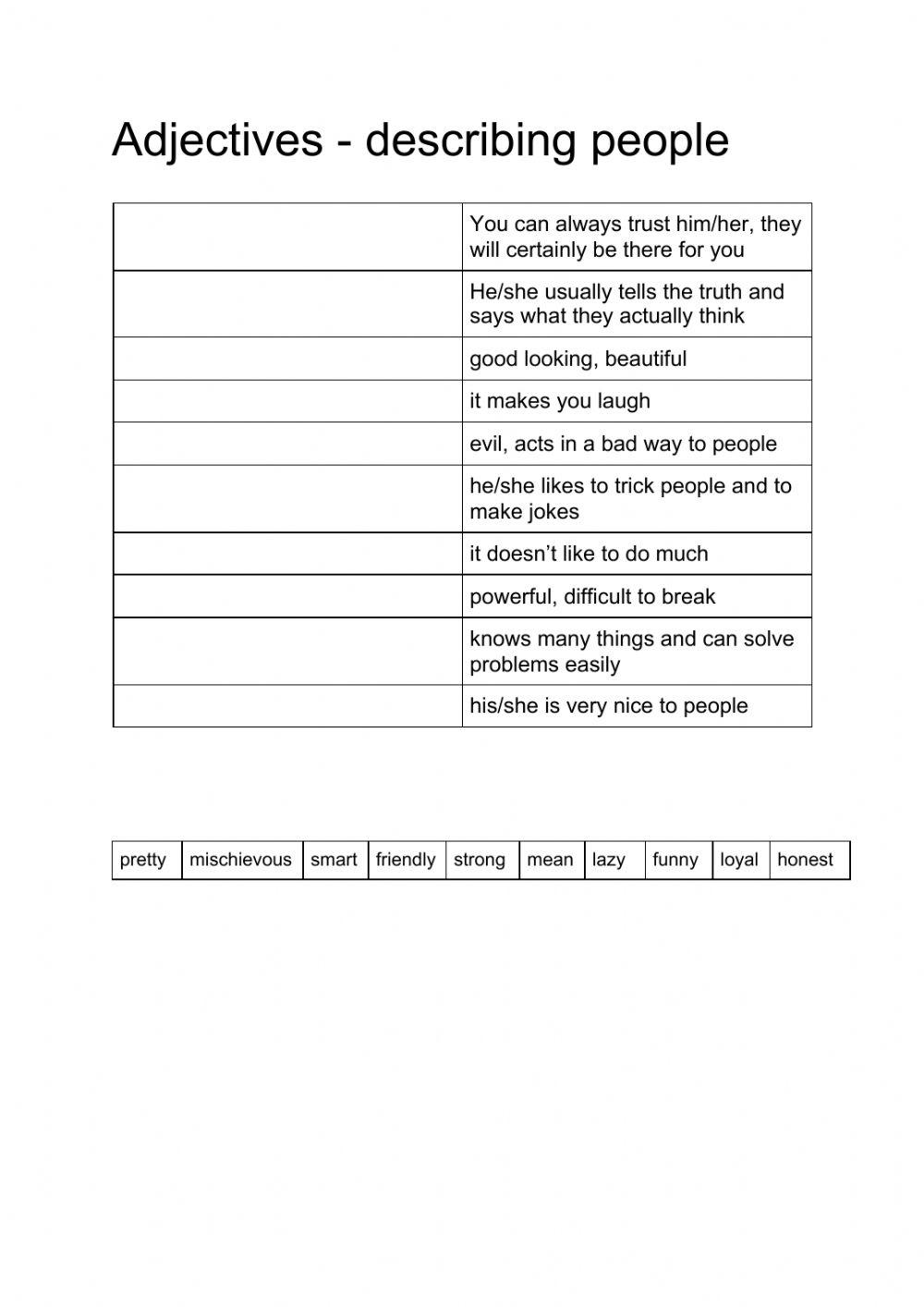 Adjectives - se… | Free Interactive Worksheets | 373118