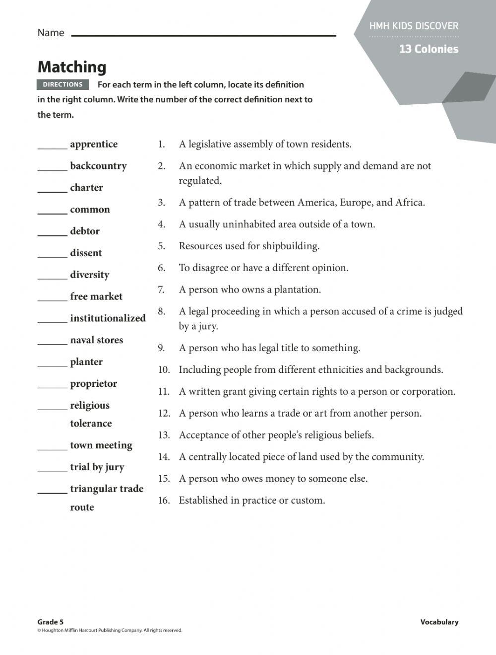 13 Colonies Vocabulary 6047171 | Ms. Keys