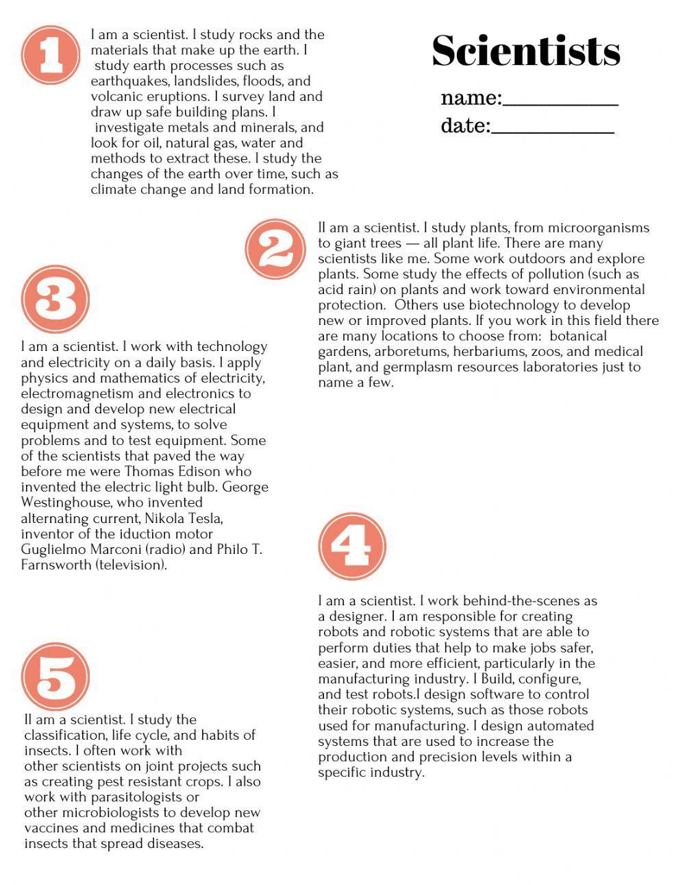 Types of Scient… | Free Interactive Worksheets | 373204