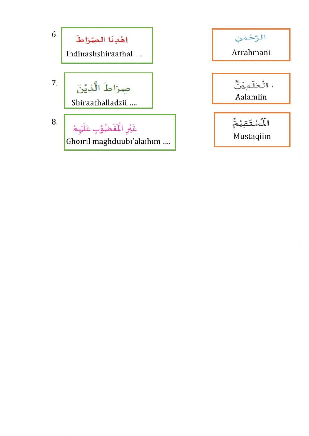 Surat Al Fatihah interactive worksheet | Live Worksheets