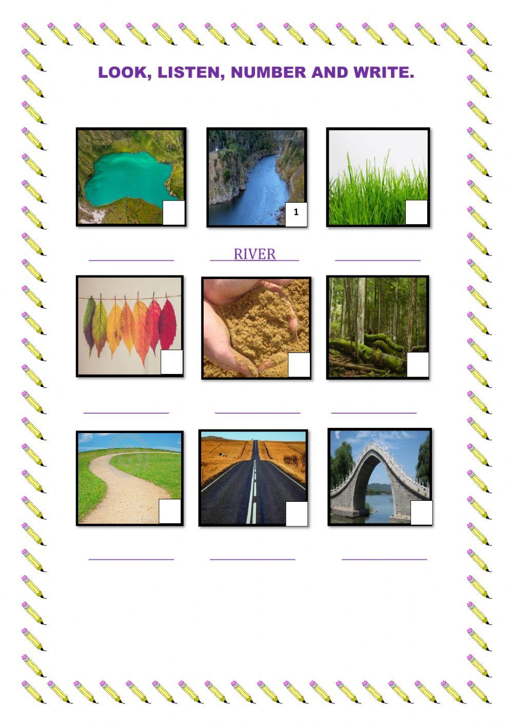 Look, listen, number and write worksheet | Live Worksheets