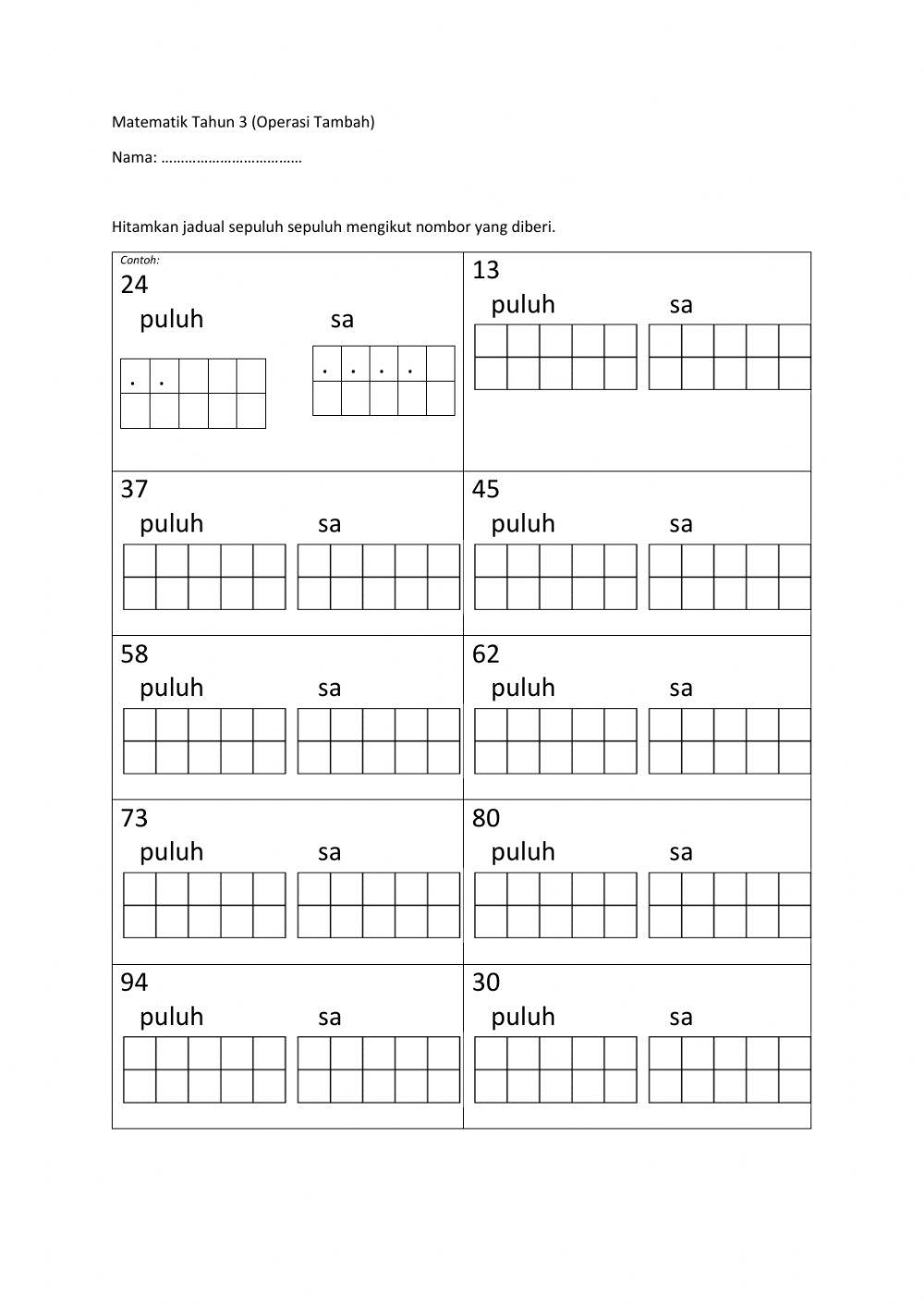 Matematik PPKI interactive exercise for tahun 3 | Live Worksheets
