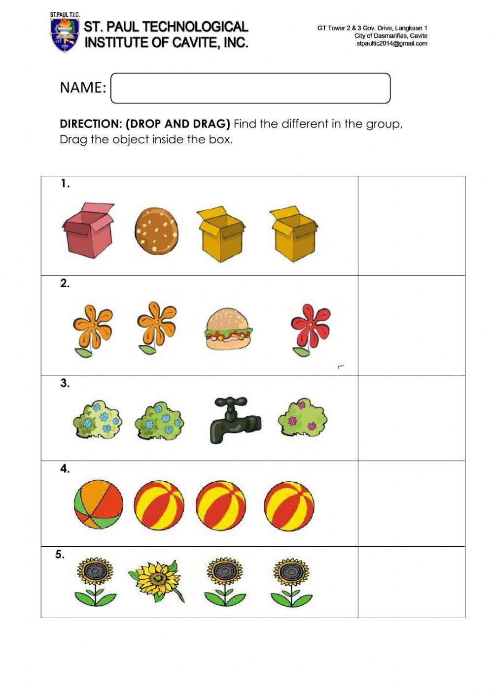 Find the different 373946 | elsie | Live Worksheets