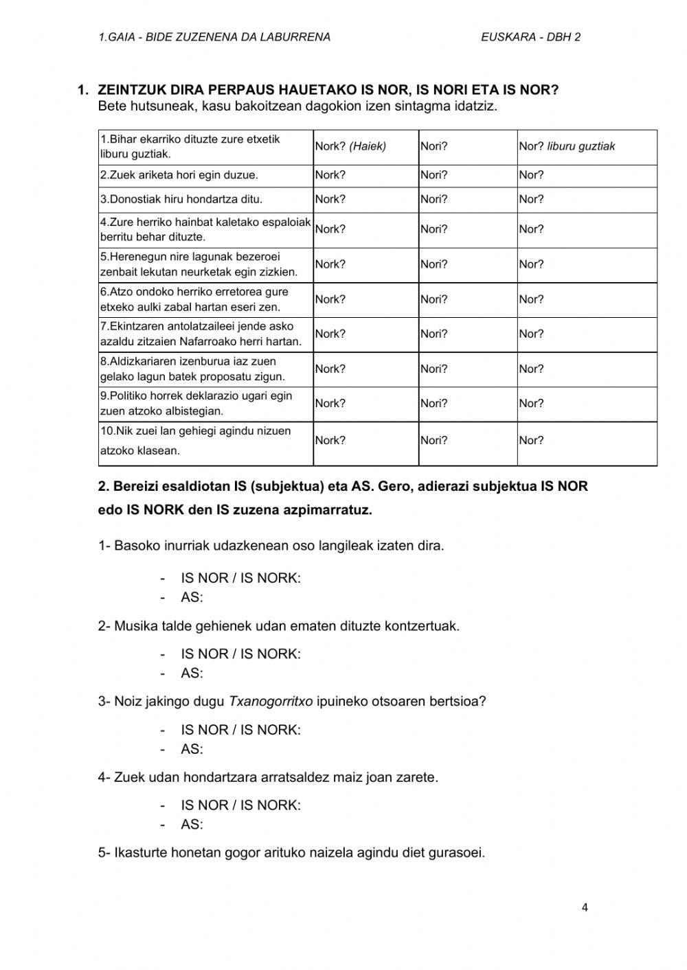 IZEN SINTAGMA E… | Free Interactive Worksheets | 6049322