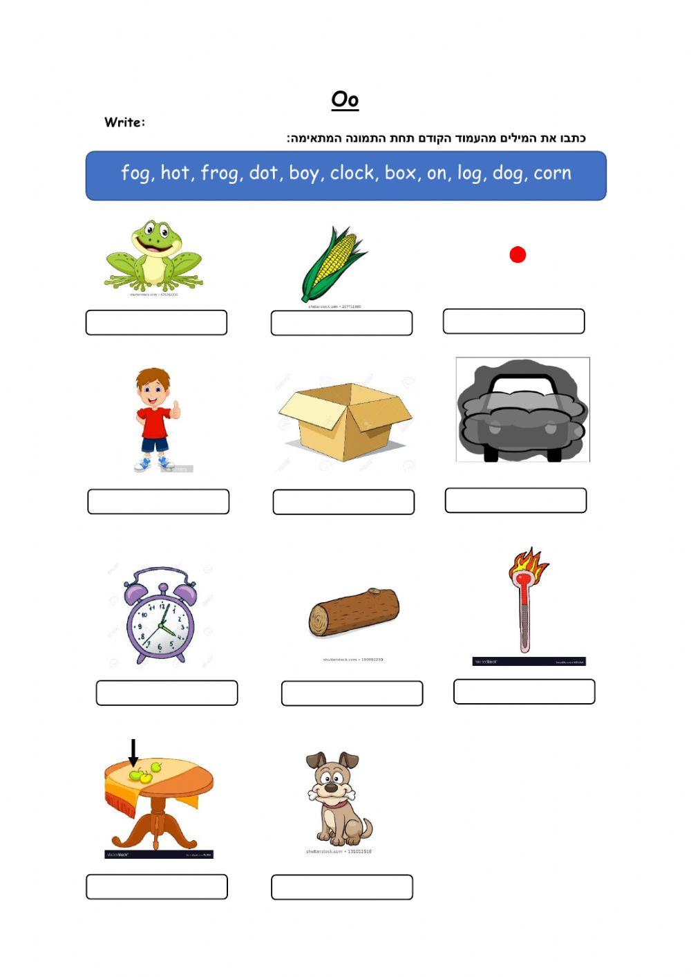 O vowel worksheet | Live Worksheets