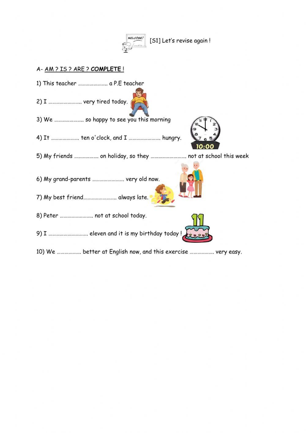 Am ? is ? are ? worksheet | Live Worksheets