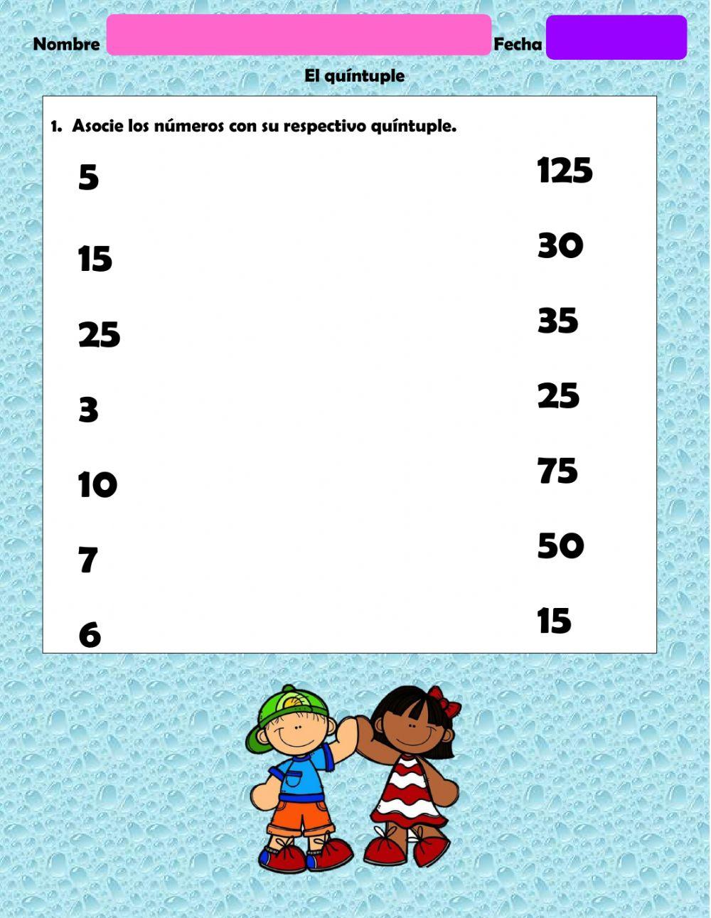 El quíntuple worksheet | Live Worksheets
