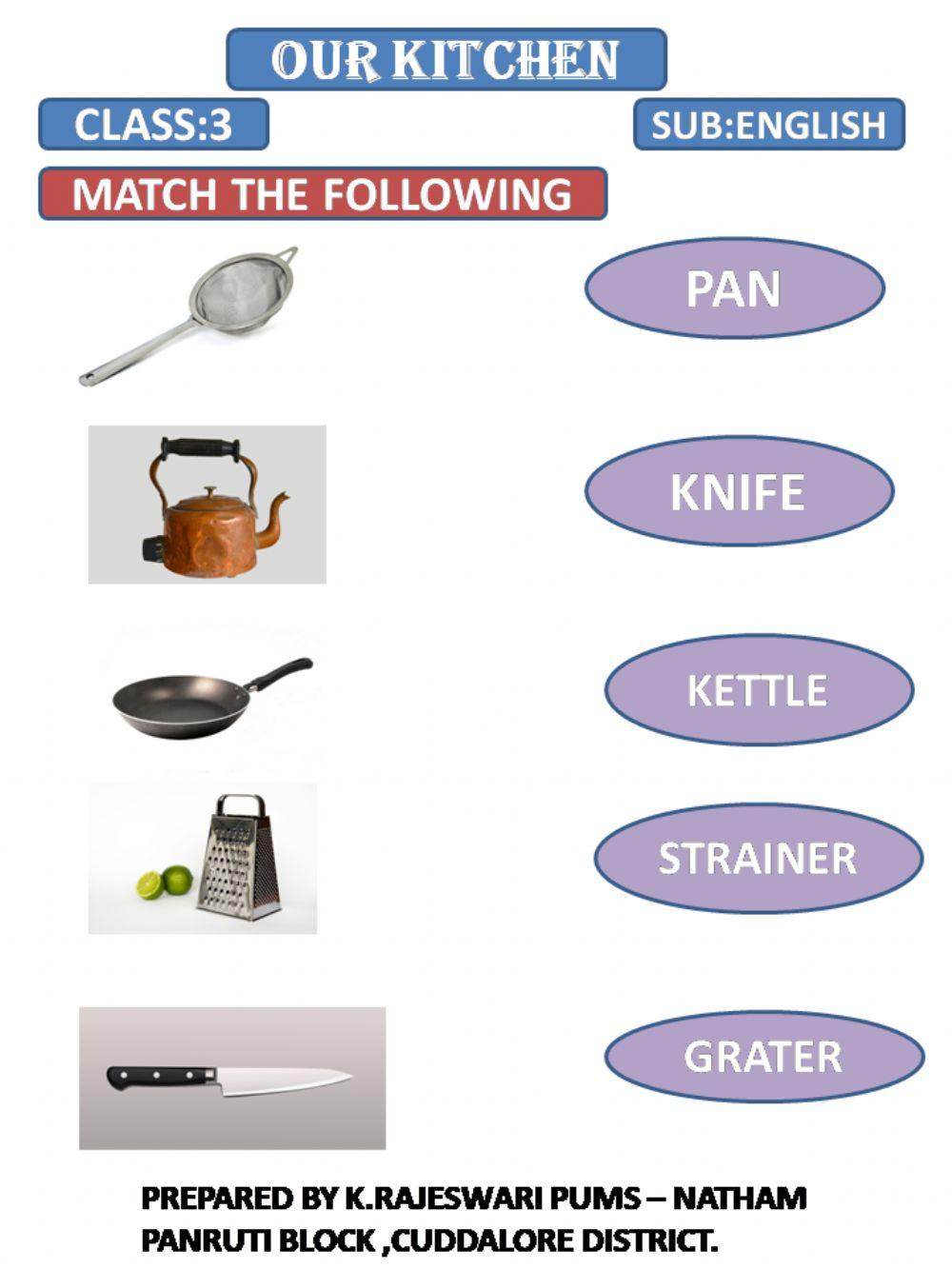 Our kitchen worksheet | Live Worksheets