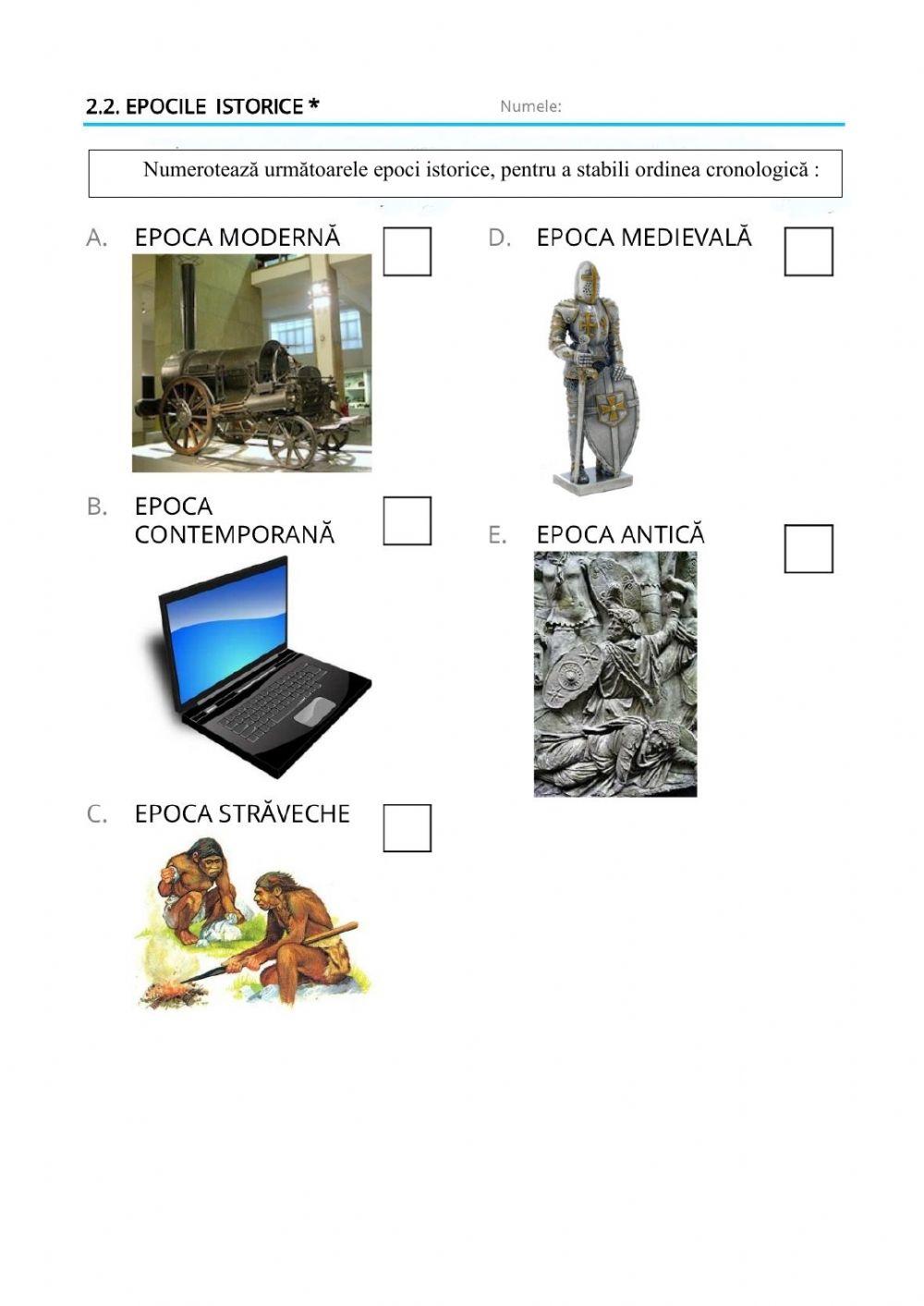 Epocile istorice | Free Interactive Worksheets | 374647