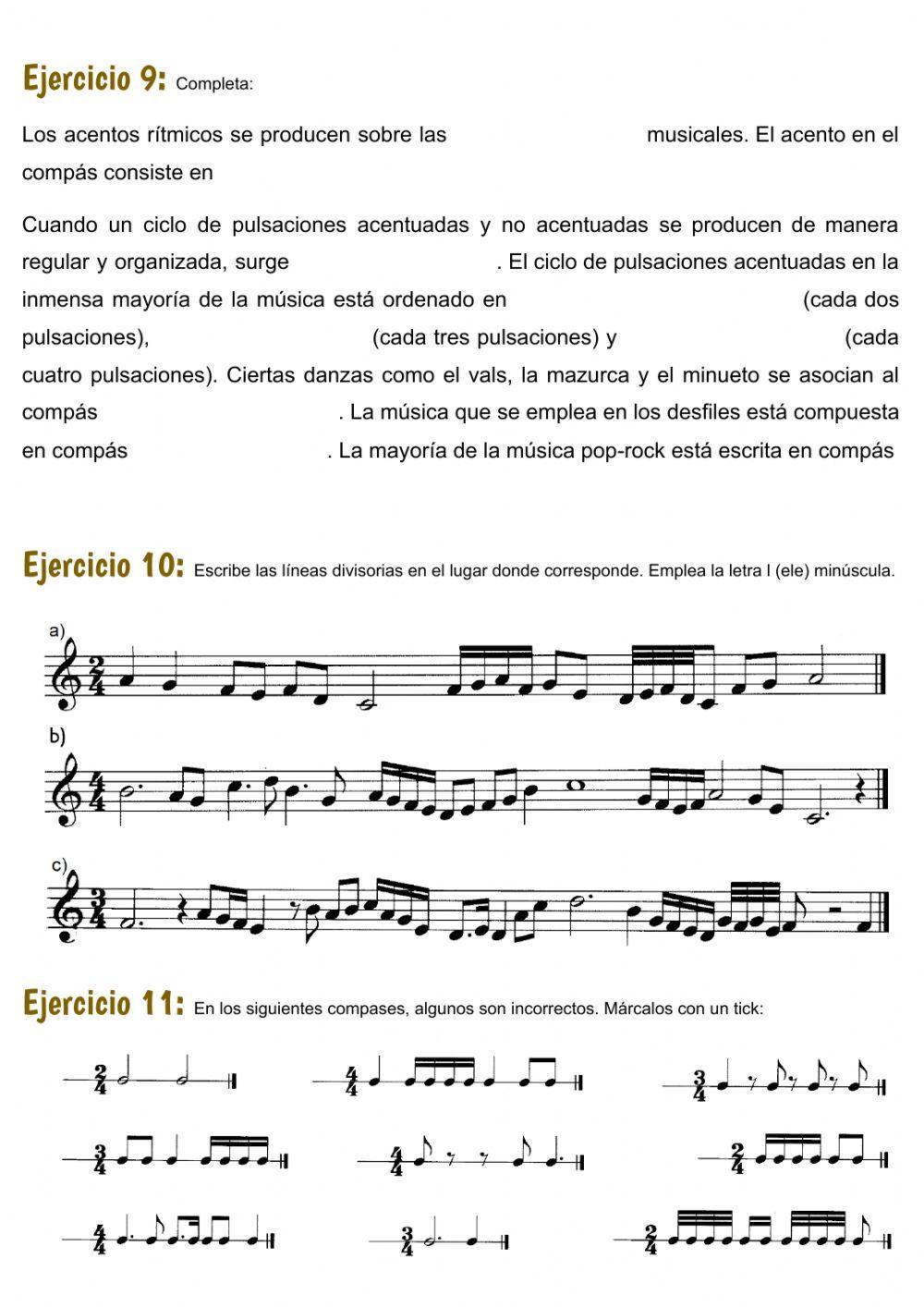 Unidad 1 Ritmo … | Free Interactive Worksheets | 371593