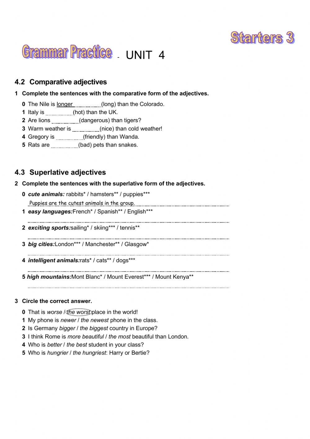 Grammar practice unit 4 worksheet | Live Worksheets