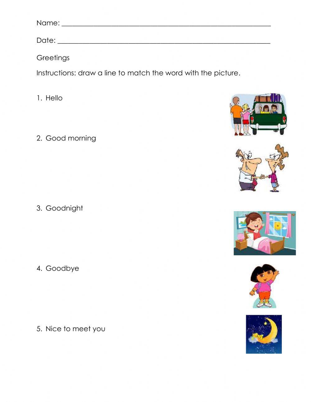 Greetings interactive exercise for 1ST GRADE | Live Worksheets