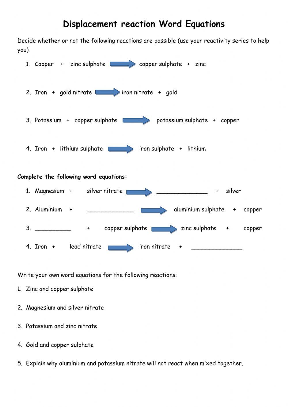 Displacement re… | Free Interactive Worksheets | 6055426
