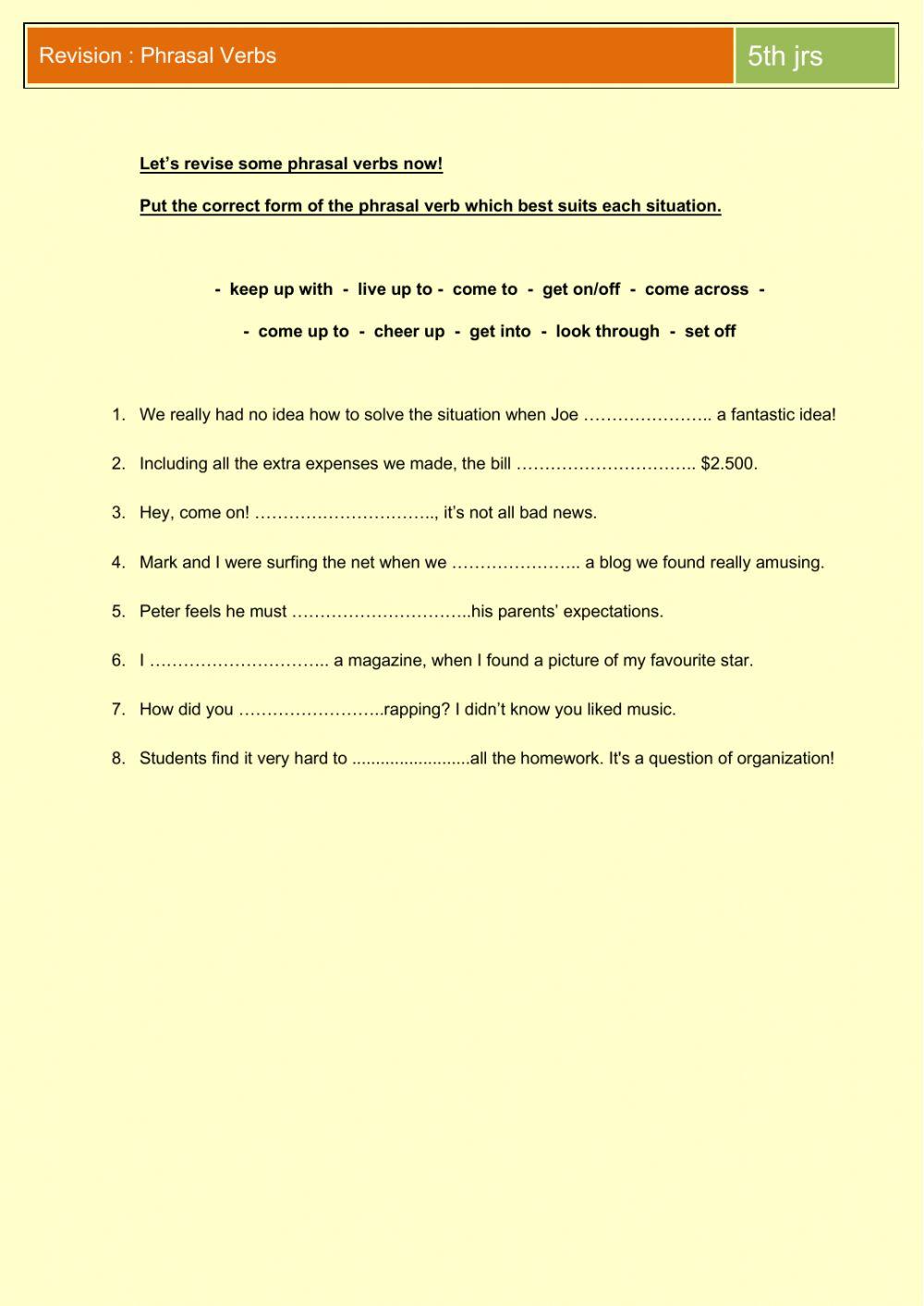 Phrasal verbs 2238 | sandra linares | Live Worksheets