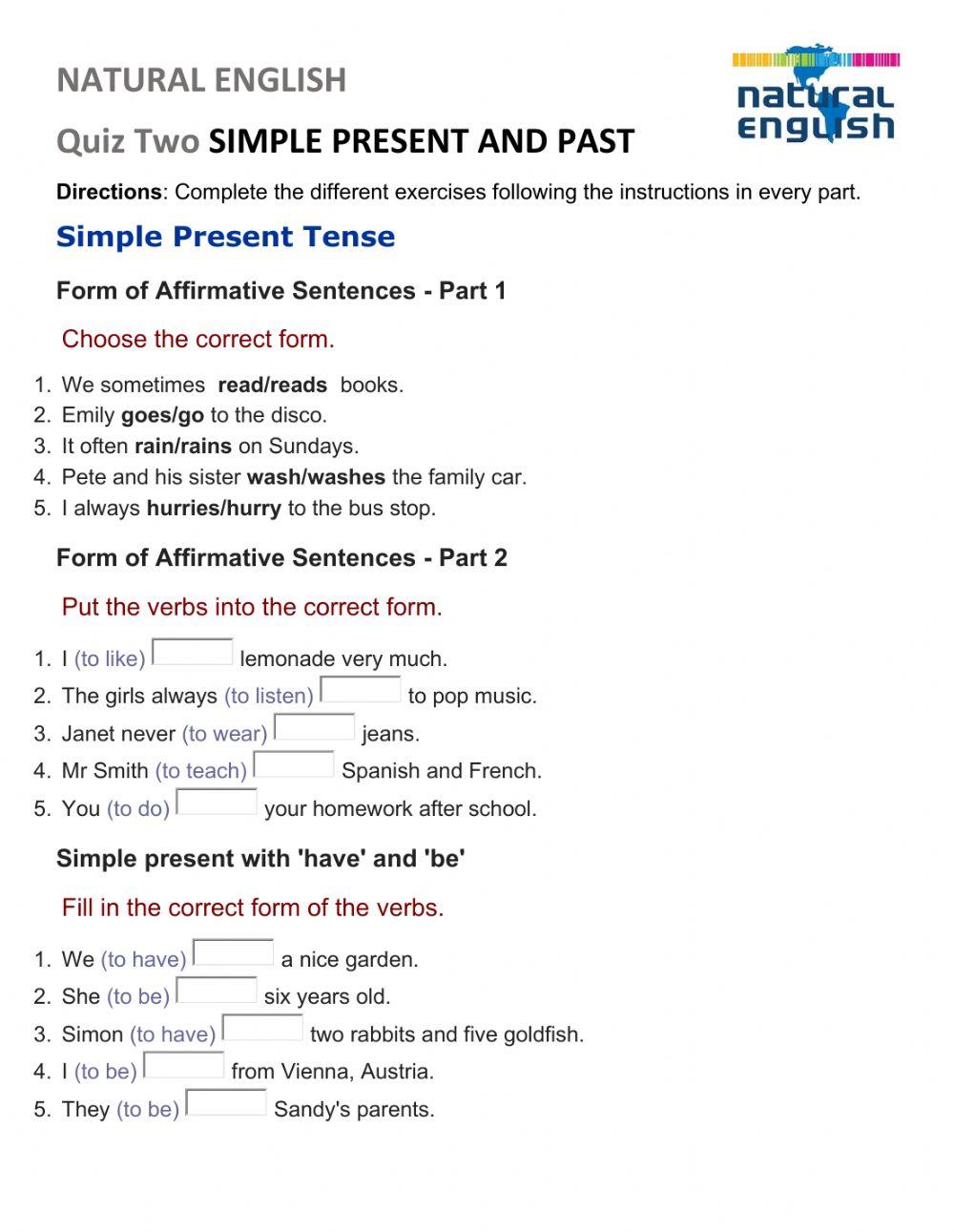 Quiz Two Simple Tenses 6056446 | MikeCastillo | Live