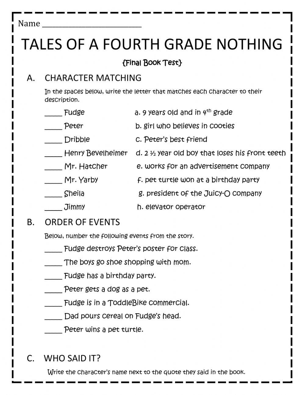 Tales Of A Fourth Grade Nothing Test 2210 Candie tales-of-a-fourth-grade-nothing-test-2210-candie