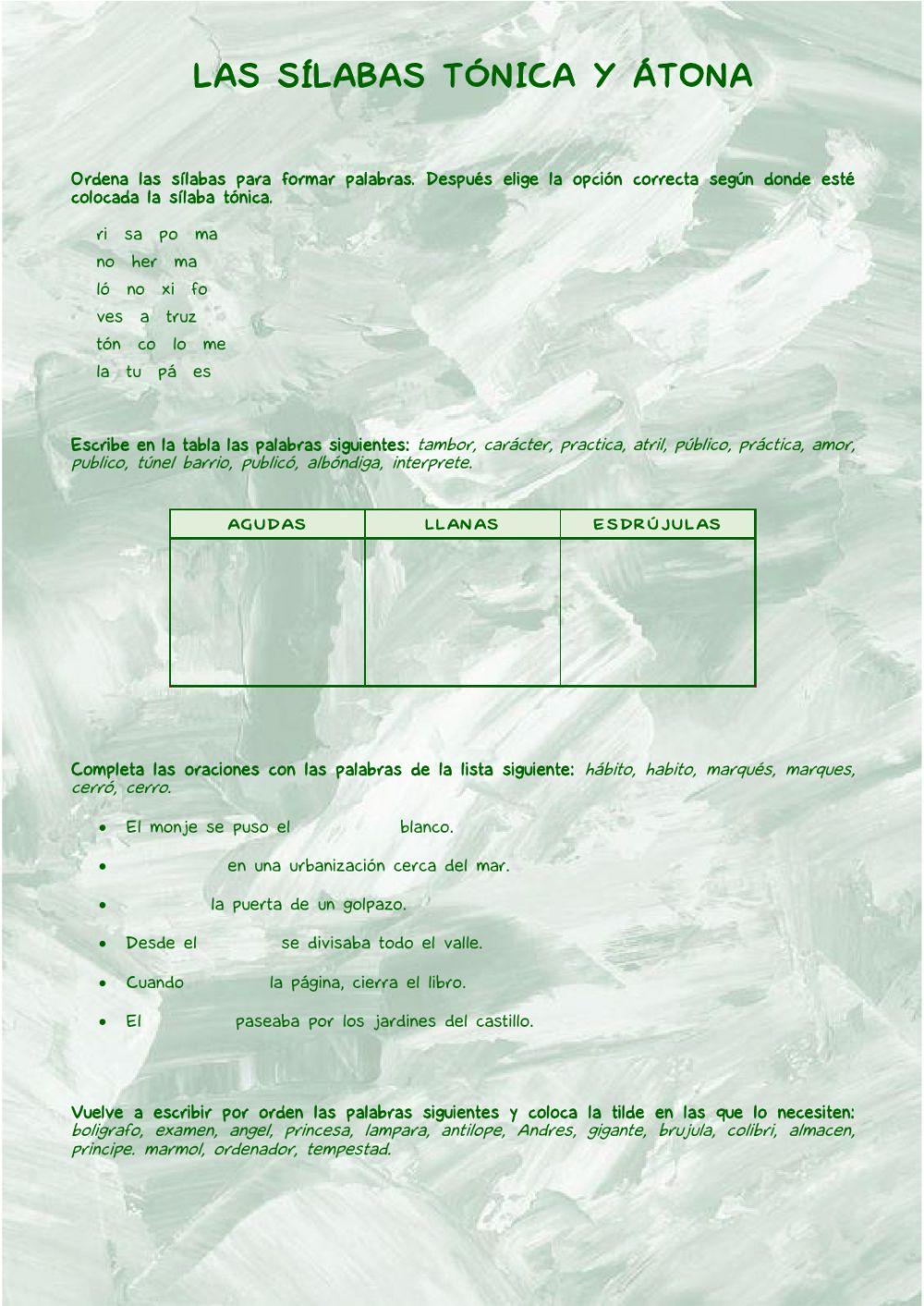 La sílaba activity for Quinto | Live Worksheets