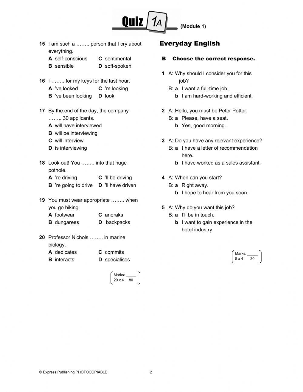 On Screen B2+ Q… | Free Interactive Worksheets | 6069025