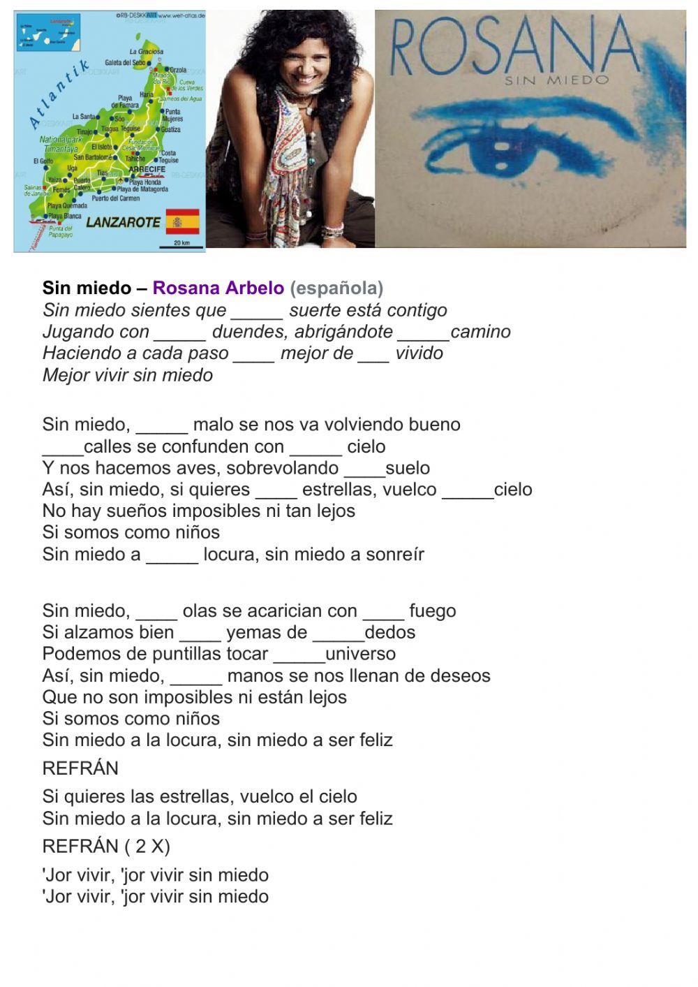 Sin miedo - Rosana worksheet | Live Worksheets
