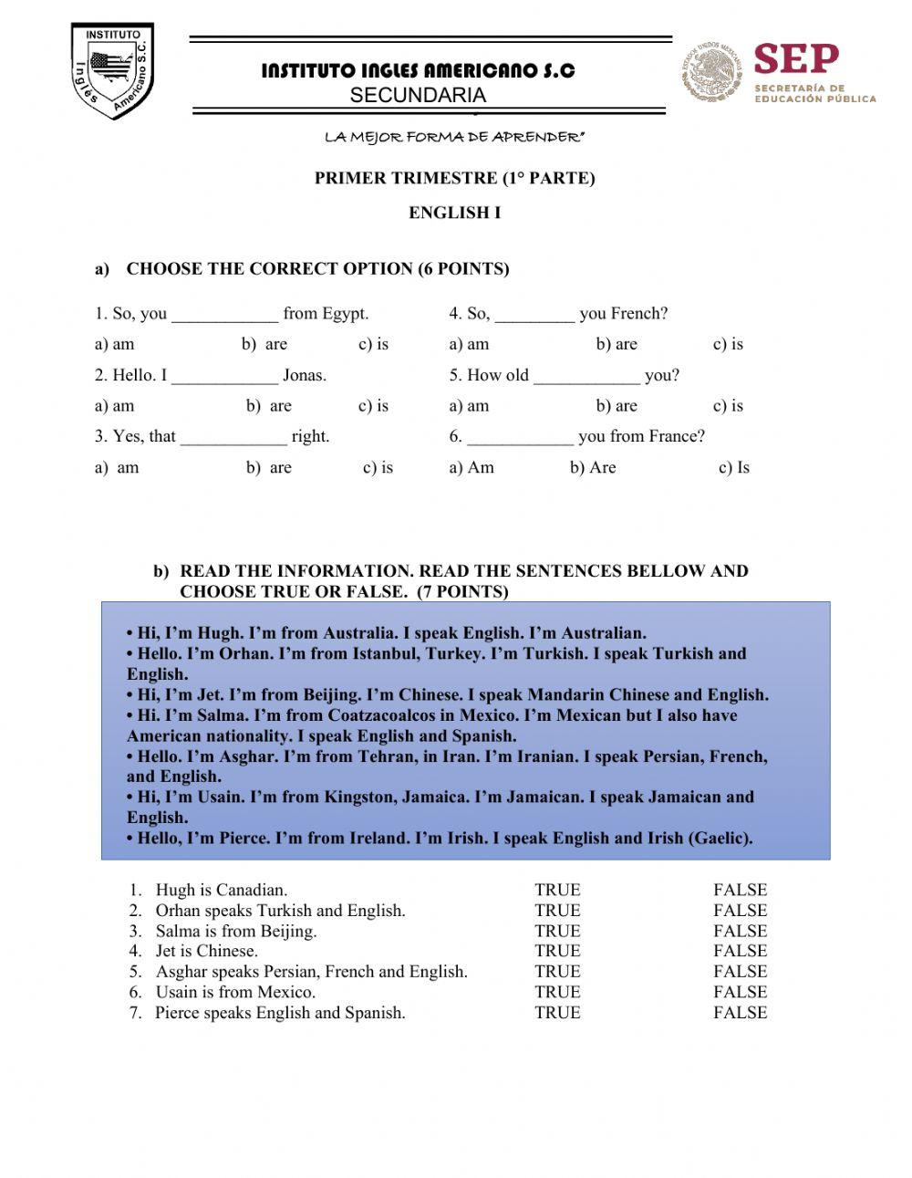 Evaluation interactive activity | Live Worksheets
