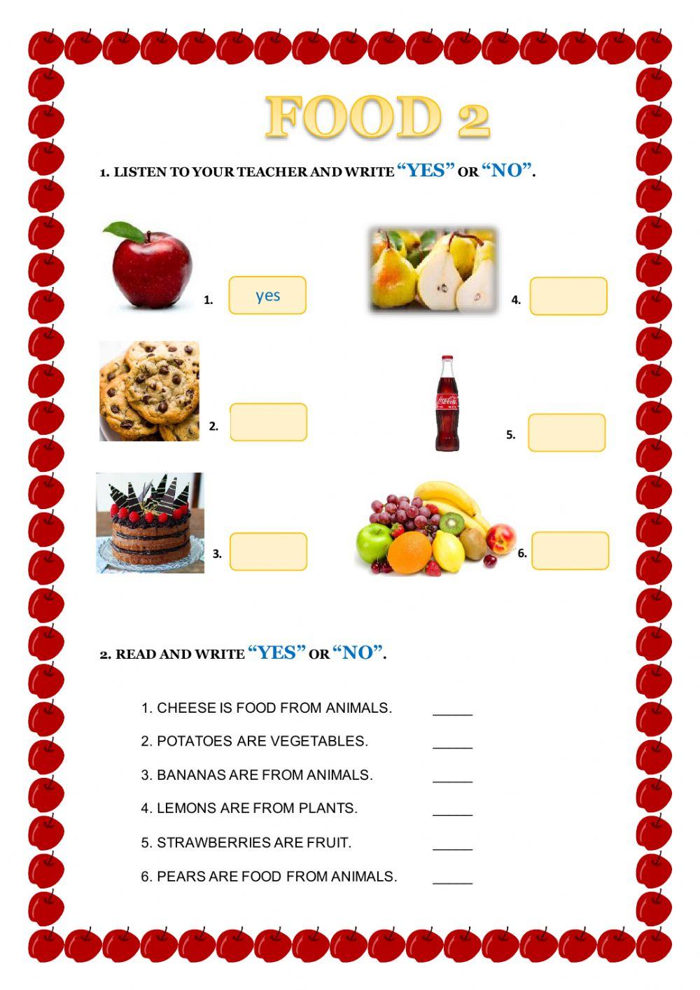 Food online exercise for Kids 1 | Live Worksheets