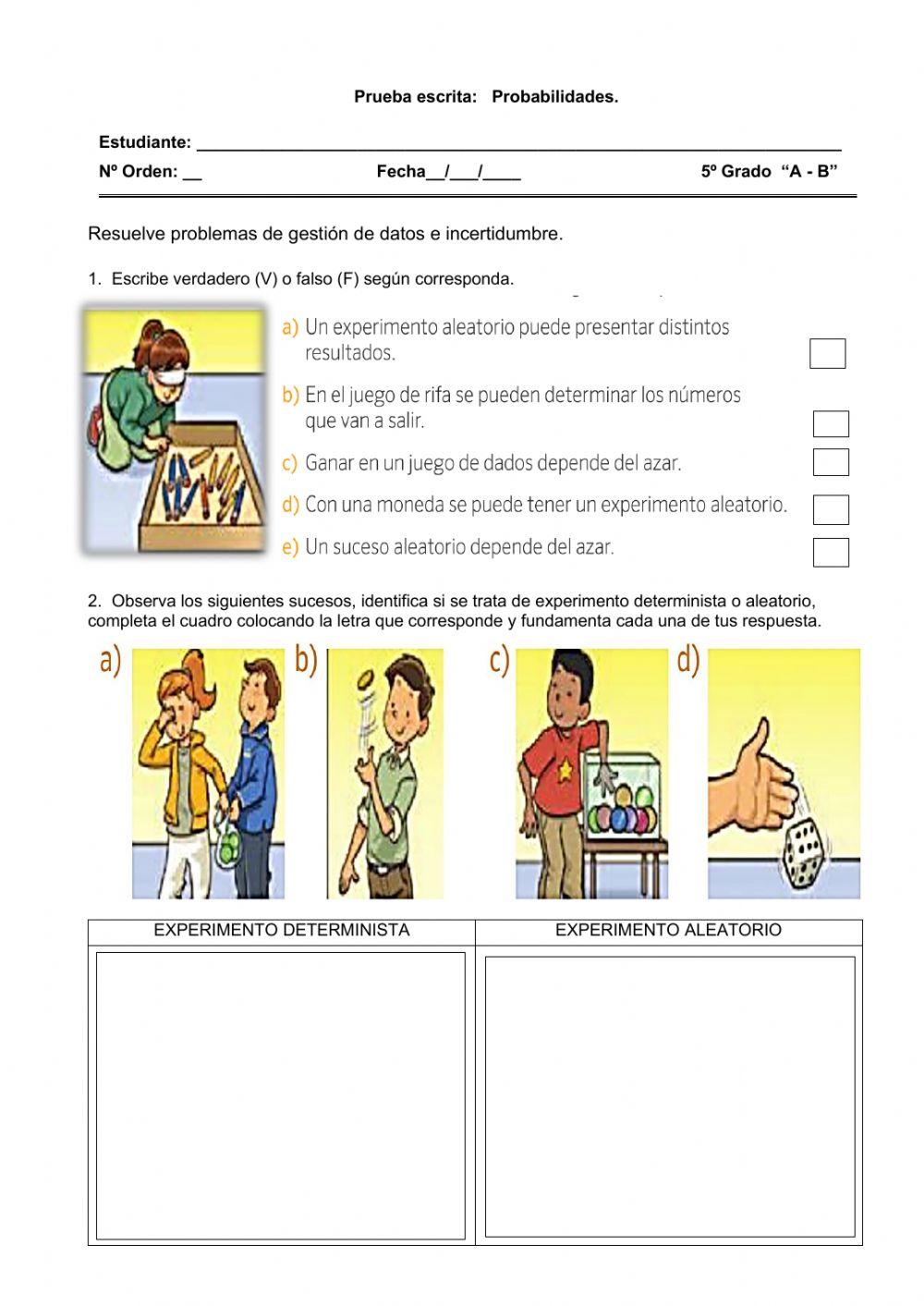 PROBABILIDADES: experimentos aleatorios y deterministas