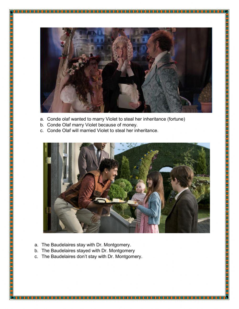 Past simple -a series of unfortunate events worksheet | Live Worksheets