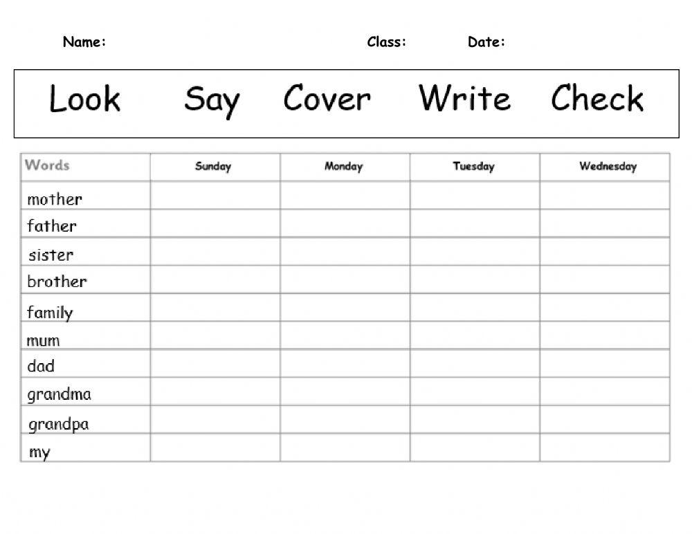 379011 | SPELLING practise My family words | DomSter