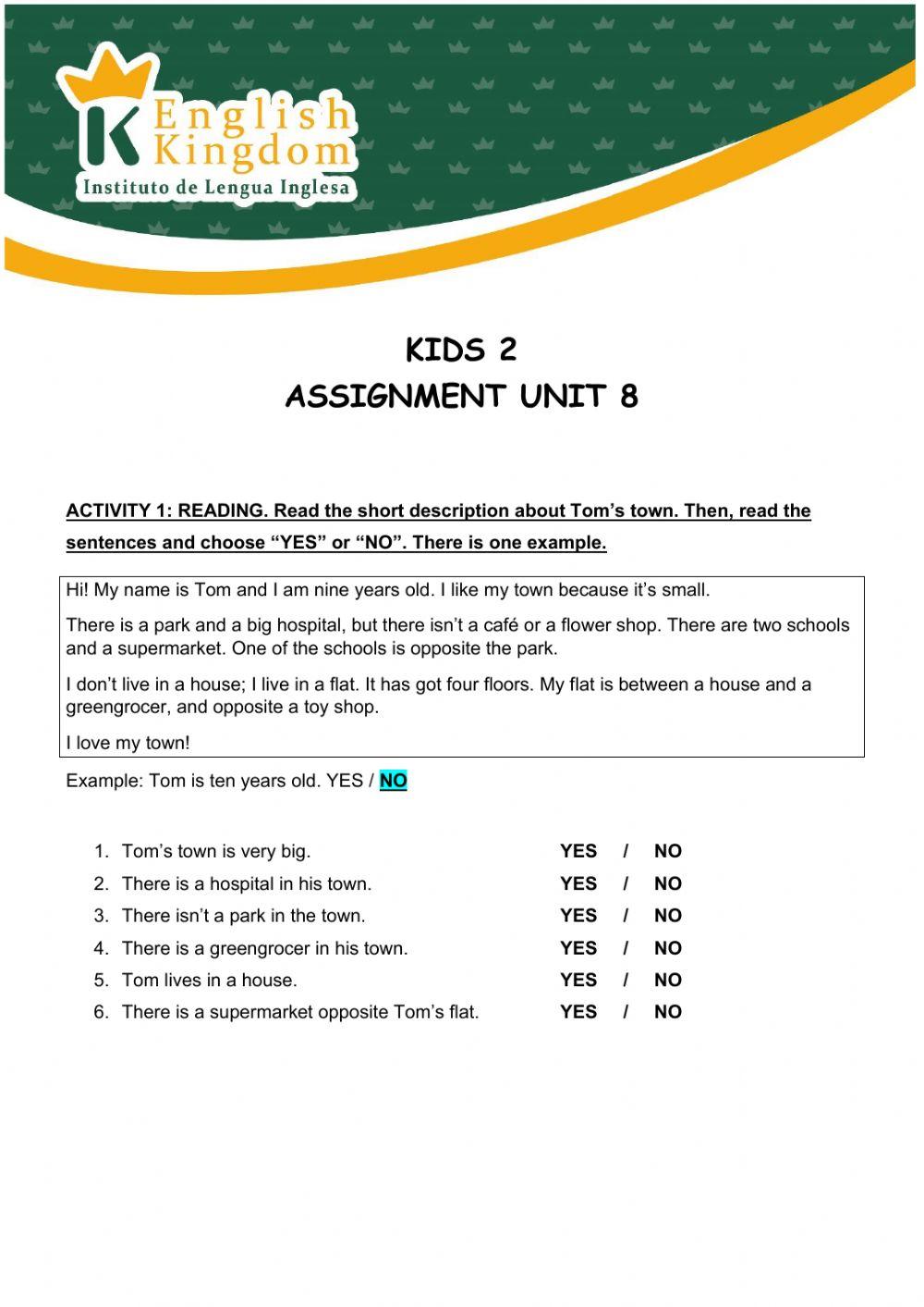 English Kingdom -Assignment U8 -Kid's Box 2 worksheet | Live Worksheets