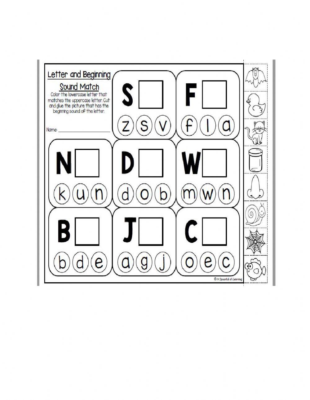Letter and Beginning Sound Match worksheet | Live Worksheets